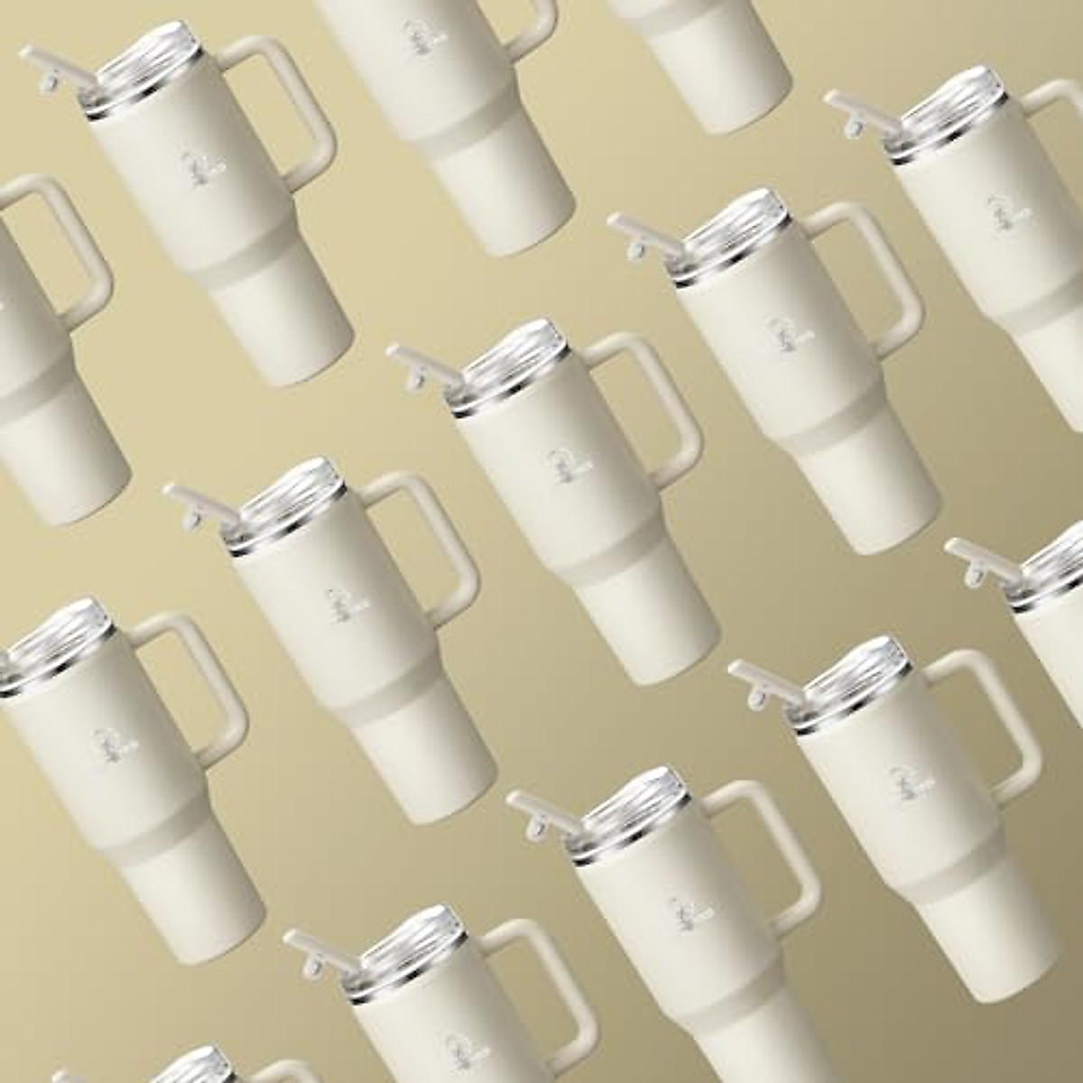 Gpeng 30/40/50 oz Tumbler with Handle, Water Bottles with Straw Lid, Insulated Stainless Steel Travel Mug Cup Holder Friendly, Keep Drinks Cold or Hot for Hours