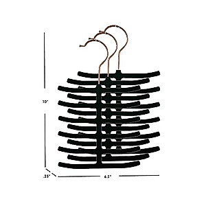 Home Basics Velvet Tie Holder Organizer (3 Pack), Black