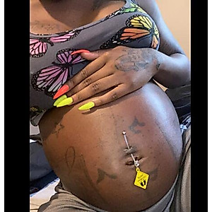 D.Bella 14G Pregnancy Belly Button Rings for Women Flexible Belly Button Ring Long Maternity Belly Button Ring Silicon Belly Button Rings