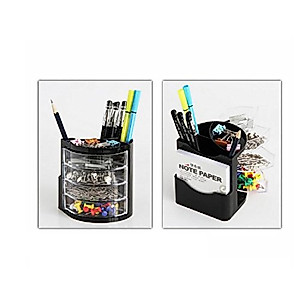 Chris-Wang 1Pc Multifunctional Plastic Desktop Pen Holder, Desk Storage Organizers Case for Pencil/Rubber/Binder Clips/Paperclips/Memo Notes/Stationery/Office Suplise
