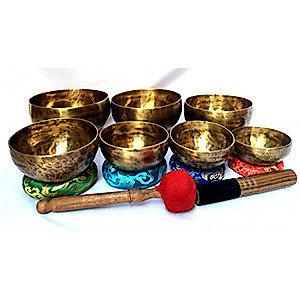 Singing bowl Chakra Set-Handmade singing bowl 7 chakra set from Nepal