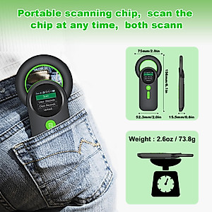 Alacrity Pet Microchip Scanner, Portable Animal Chip Reader Supports FDX-B (ISO11784/85) and EMID Tags