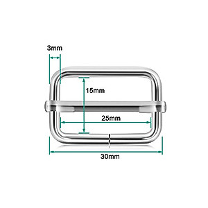 ERKOON 30 Pieces Slide BuckleMetal Triglide Slides Rectangle Adjustable Webbing Slider for Purse Making Bag Making Making DIY Accessories Silver (3/4 inch)