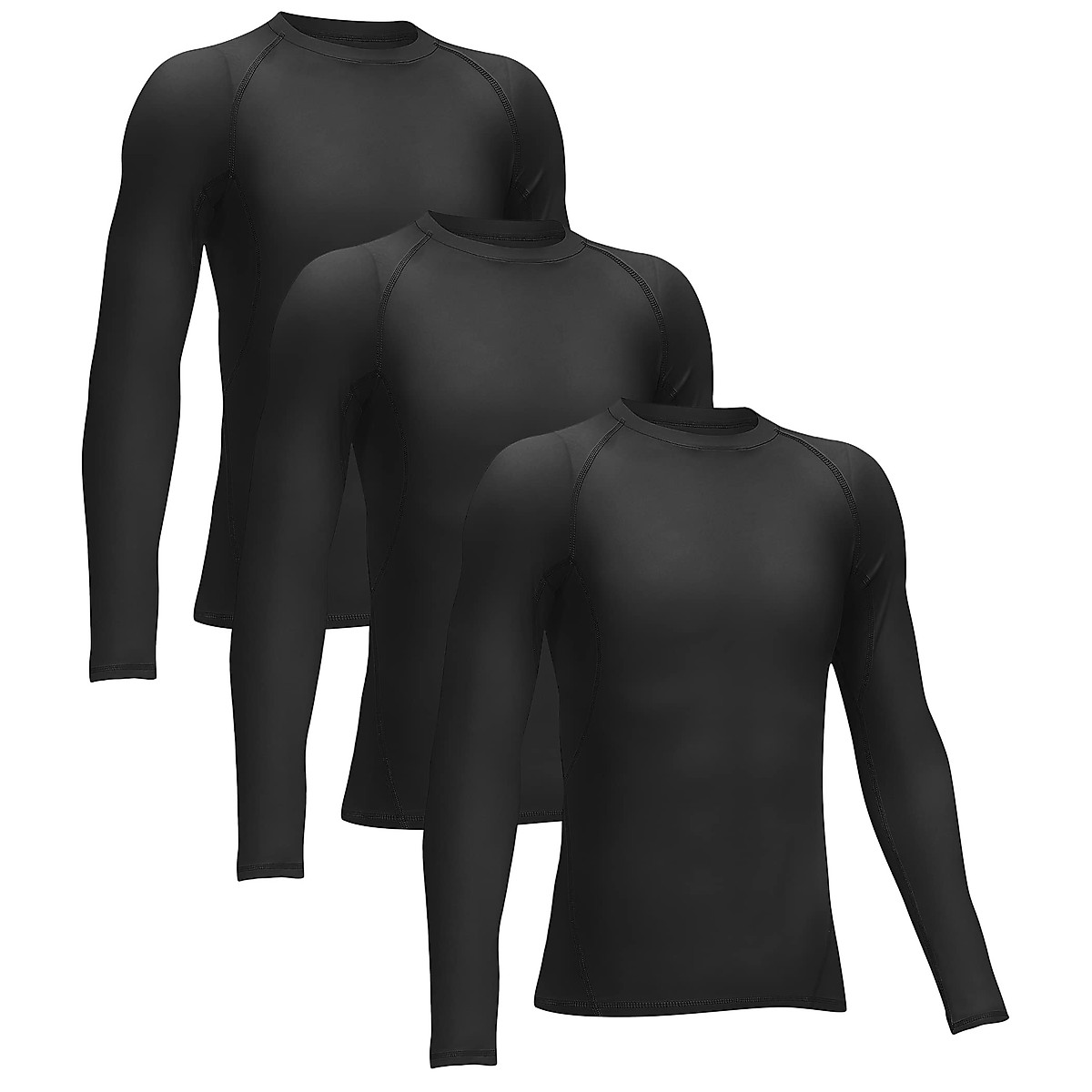 Rolimaka 3 Pack Boys' Girls' Compression Shirts Youth Long Sleeve Undershirt Sports Moisture Wicking Baselayer 3Black S