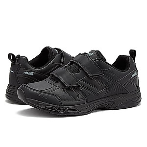 Avia Avi-Union II Strap Non Slip Shoes for Men, Hook and Loop Mens Walking Shoes with Memory Foam - Black/Dark Grey, 10.5 Wide