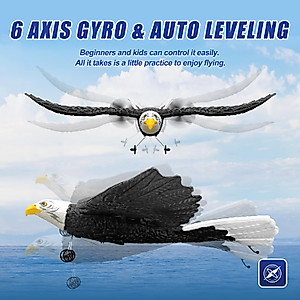 HAWK'S WORK RC Eagle, 2 CH RC Plane Ready to Fly, 2.4GHz Remote Control Airplane, Easy to Fly RC Glider for Kids & Beginners