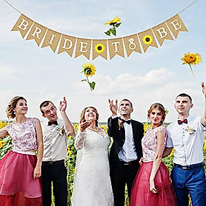 Rainlemon Bride to Be Banner Jute Burlap Sunflower Bridal Shower Party Decoration