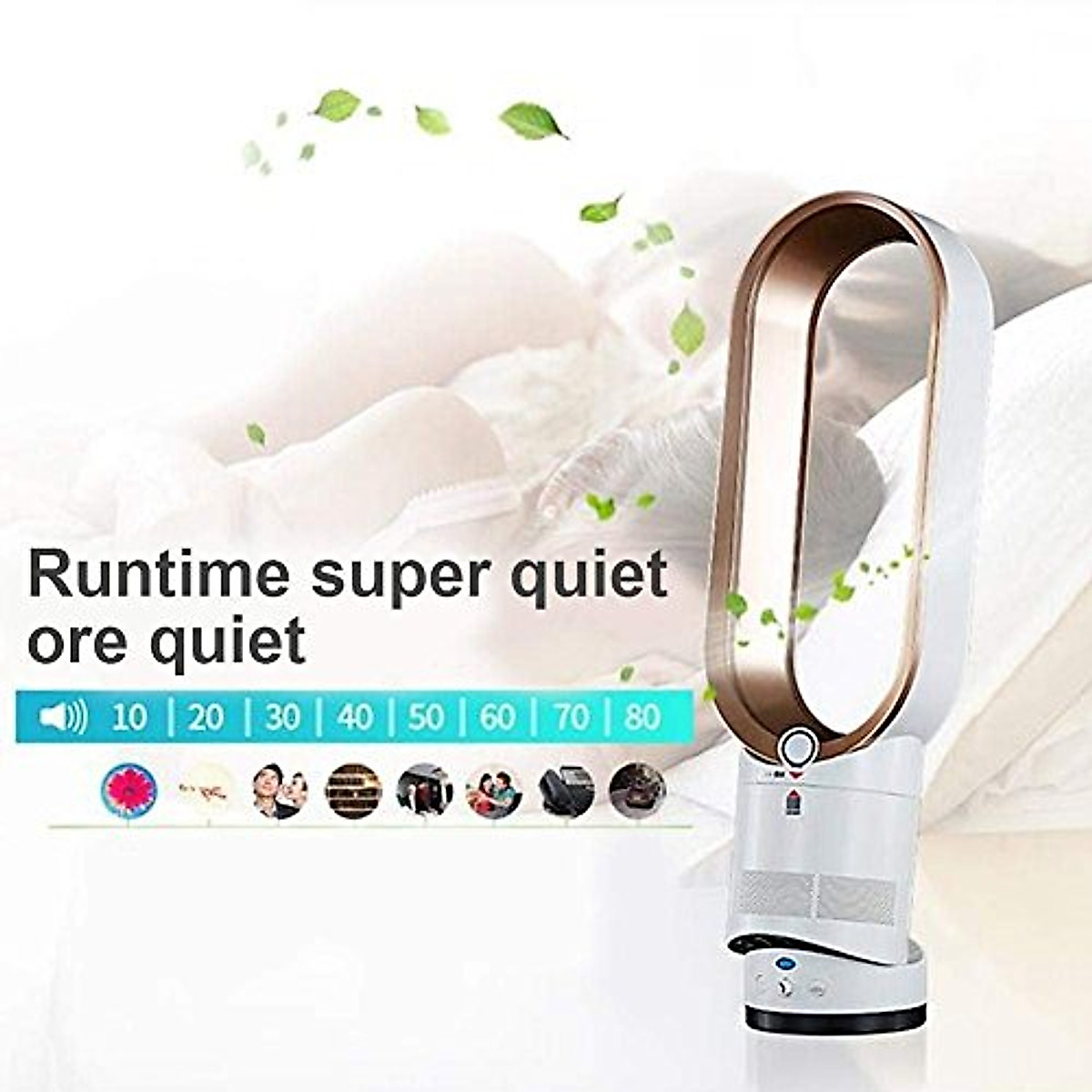 Evaporative Coolers,bladeless Fan Air Cooler,air Conditioner Fan Cooler Negative Ions Safety Tower Fan,mute Fan-silver 16inch