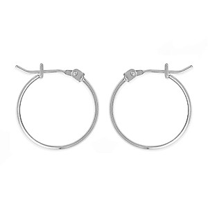 Boma Jewelry Sterling Silver 3/4 Inch Classic Snap Down Closure Hoop Earrings