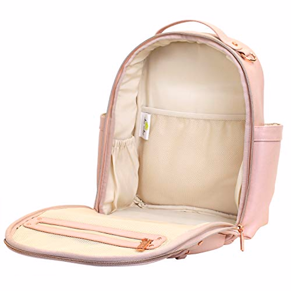 Itzy Ritzy Mini Diaper Bag Backpack – Chic Mini Diaper Bag with Changing Pad, 8 Total Pockets (4 Internal and 4 External), Grab-Top Handle and Rubber Feet (Blush)