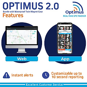 Optimus 2.0 GPS Tracker - Bundle with Twin Waterproof Magnet Case for Vehicles, Assets - 4G LTE - Real-Time GPS Tracking Device – Instant Alerts