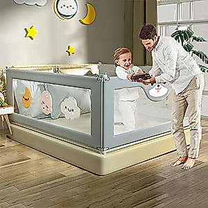 EAQ Bed Rail for Toddlers, Infants Safety Bed Guardrail, Toddler Bed Rails for Twin, Full Size, Queen &King Mattress,Extra Long Crib Rail Guard,One Pack(59", Dog)