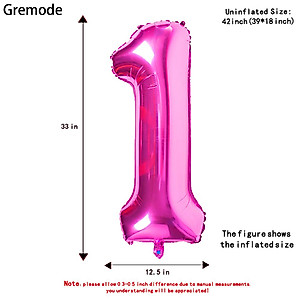 Pink 1 Balloons,40 Inch Birthday Foil Balloon Party Decorations Supplies Helium Mylar Digital Balloons (Pink Number 1)