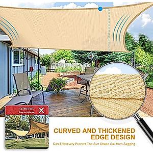 Patio Sun Shade Sail 12' x 16' Rectangle: UV Block Canopy Sunshade Cover - 185 GSM Thicker Sail Shade for Deck Pergola Garden Backyard Outdoor
