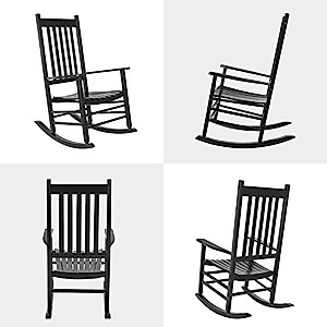 MAMIZO Wooden Rocking Chair Outdoor with High Back,Rocking Chair Indoor Oversized Easy to Assemble for Garden,Lawn,Balcony,Backyard,Porch,Wooden Rocking Chair Set of 4,Porch Rocker 4PCS