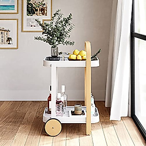 Umbra Bellwood Bar Cart, Serving Trolley, Side Table, Natural/White