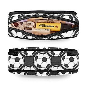 Cartoon Soccer Pattern Personalized Large Capacity Pencil Case Bag Box, Custom Zipper Pencil Pouch Cosmetic for School Office Girl Boy