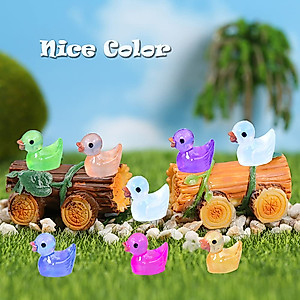 AWAWEELON 100 Pcs Luminous Tiny Ducks Mini Resin Ducks Miniature Duck Figures Micro Dollhouse Duck Accessories for DIY Micro Landscape Fairy Garden Dollhouse