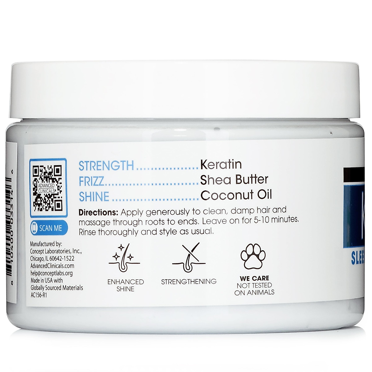 Advanced Clinicals Keratin Hair Mask Treatment, 12 Fl Oz - For Color Treated Hair, Detoxifying Keratin Conditioner To Strengthen Broken, Fortifying Hair Repair Mask With Shea Butter