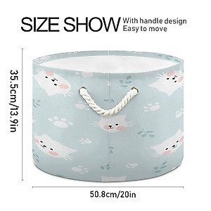 Kigai Cotton Rope Basket Cute Cat Paw Large Storage Basket for Toys Blanket Baby Laundry Basket for Nursery, Closet, Bedroom, Home Organization