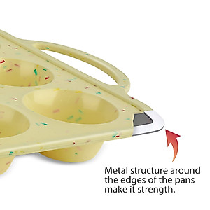 Luckypai Silicone Muffin Pan Cupcake Pan Molds for Baking 12 Cups Stainless Steel Bowl，Muffin Molder for Muffins and Cupcakes—Cupcake silicone molder