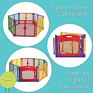 Toddleroo by North States Superyard Colorplay Ultimate 2 Panel Extension, Made in USA: Increases play space up to 34.4 sq. ft. (Adds 64", Multicolor)
