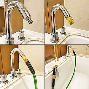 HQMPC Sink To Hose Faucet Adapter Faucet To Hose Adapter Kitchen Snap Adapter Washing Machine Quick Connect,Chrome Nipple Male 15/16-27 And Female 55/64-27 To Male 3/4" GHT Quick Coupler 2 Sets