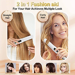 Sunmay Voga Cordless Hair Straightener and Curler 2 in 1, Cordless Travel Flat Iron for Touching Up Short Thin Fine Hair On The Go, Mini Portable Straightener with 4800mAh Battery, Quick Heat Up