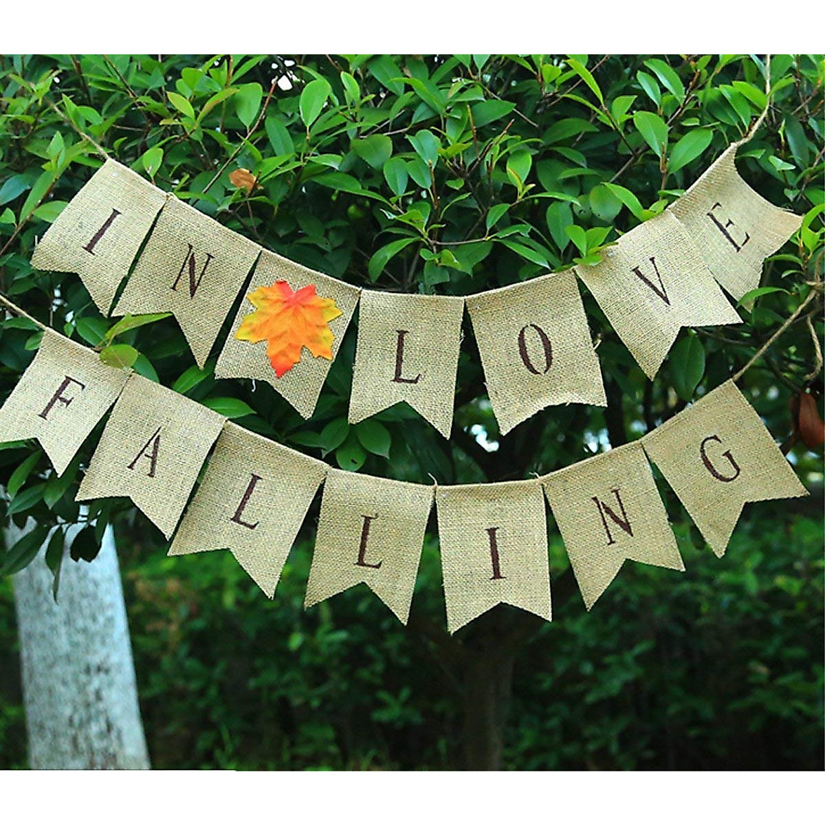 Alasida Falling in Love Burlap Banner, Great for Thanksgiving Decor, Valentines, Autumn Room Decoration, Party Decor for Birthday, Wedding, Bridal Baby Shower, Anniversary and Graduation