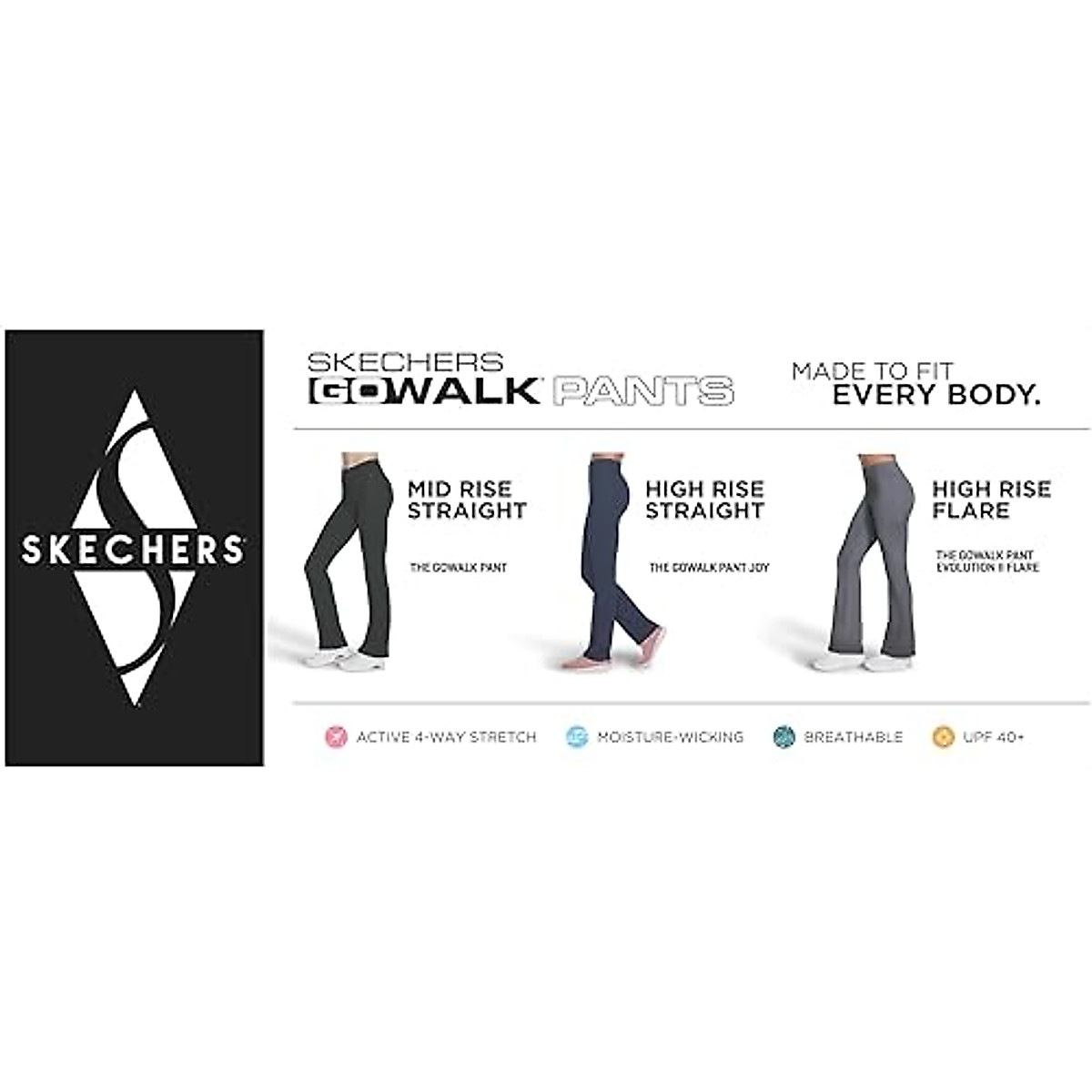 Skechers Women's Go Walk High Waisted Pant Joy, Navy, Large