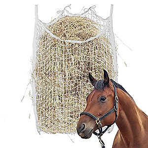 FLKQC Full Day Slow Feed Hay Net Bag Horse Feeding Large Feeder Bag with Small Holes Reduces Horse Feeding Anxiety and Behavioral Issue(36" Length x 32" Width)