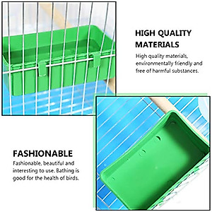 balacoo 2pcs Parrot Bathtub Hanging Brid Bath Box Pet Bird Grooming Shower Box Washing Basin Cage Decor for Budgie Parakeet Cockatiel Conure Lovebird Green
