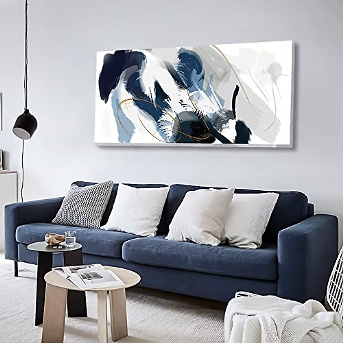 Rerkoudur Canvas Wall Art Blue Abstract Wall Art Paintings Large size Wall Decor Living Room for Bedroom, Bathroom, Kitchen, Office, Dining room Artwork 20Inchesx40Inches
