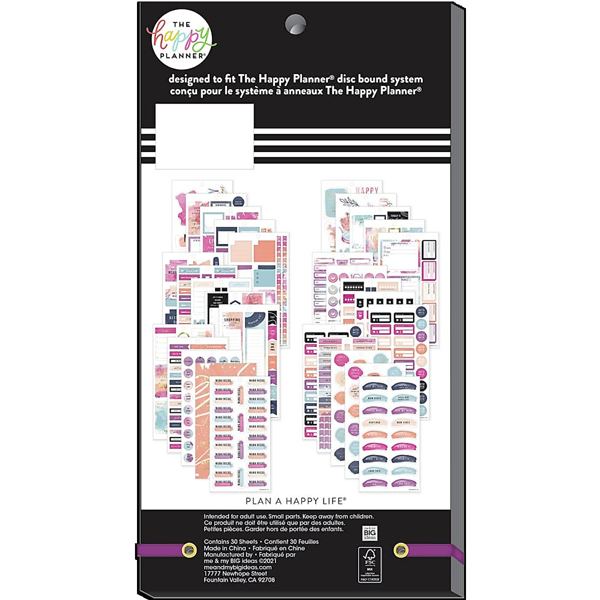 The Happy Planner Sticker Pack for Calendars, Journals and Projects –Multi-Color, Easy Peel – Scrapbook Accessories – Enjoy The Little Things Theme – 30 Sheets, 732 Stickers Total