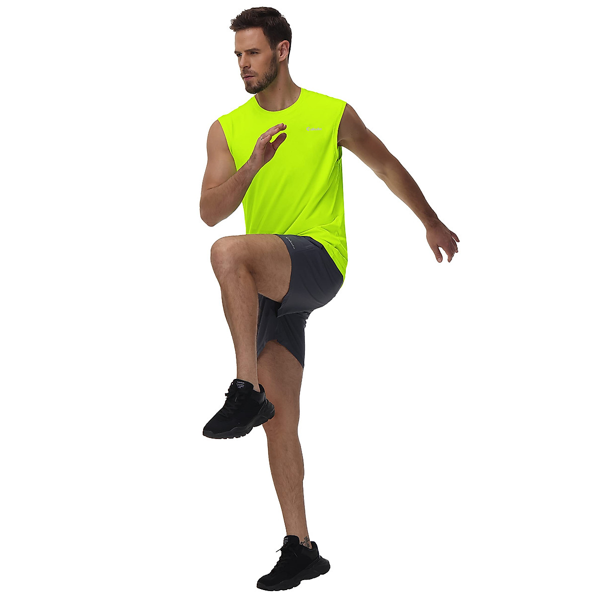 Cakulo Men's Workout Swim Sleeveless Shirts Quick Dry Beach Pool Tech Running Athletic Exercise Muscle Bodybuilding Basketball Summer Joggers Tank Top Big and Tall Neon Yellow 3XL