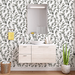 Erfoni Dark Green Leaf Wallpaper Peel and Stick Wallpaper Floral Contact Paper 17.7inch x 78.7inch Greenery Eucalyptus Wallpaper Peel and Stick Leaves Plant Self Adhesive Wall Paper Bathroom Vinyl