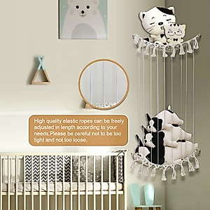 Stuffed Animal Storage Hammock, SCREPRETI Corner Plush Toys Holder with Lights, Length Adjustable Hanging Toy Organizer for Nursery Play Room Bedroom Kid Room