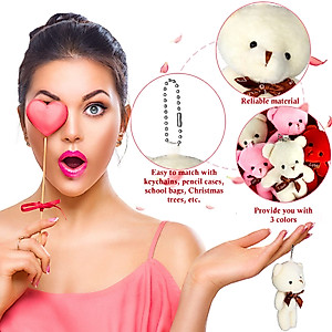 15 Pieces Valentine's Day Mini Bear Toy 4.7 Inch Stuffed Animal Jointed Bear Plush Doll Miniature Bear for Wedding Keychain Birthday Xmas Decorations Party Favors (Red, Pink, White)