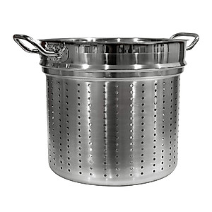 Update International (SPSA-12) 12 Qt Induction Ready Stainless Steel Pasta Cooker w/Cover, Strainer