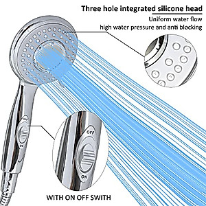 RV Shower Head with Hose and on off switch - High pressure shower head replacement for Bath room、RV、Motor home、Boat、Travel Trailer and Camper - with Stainless Steel 60'' Hose and bracket