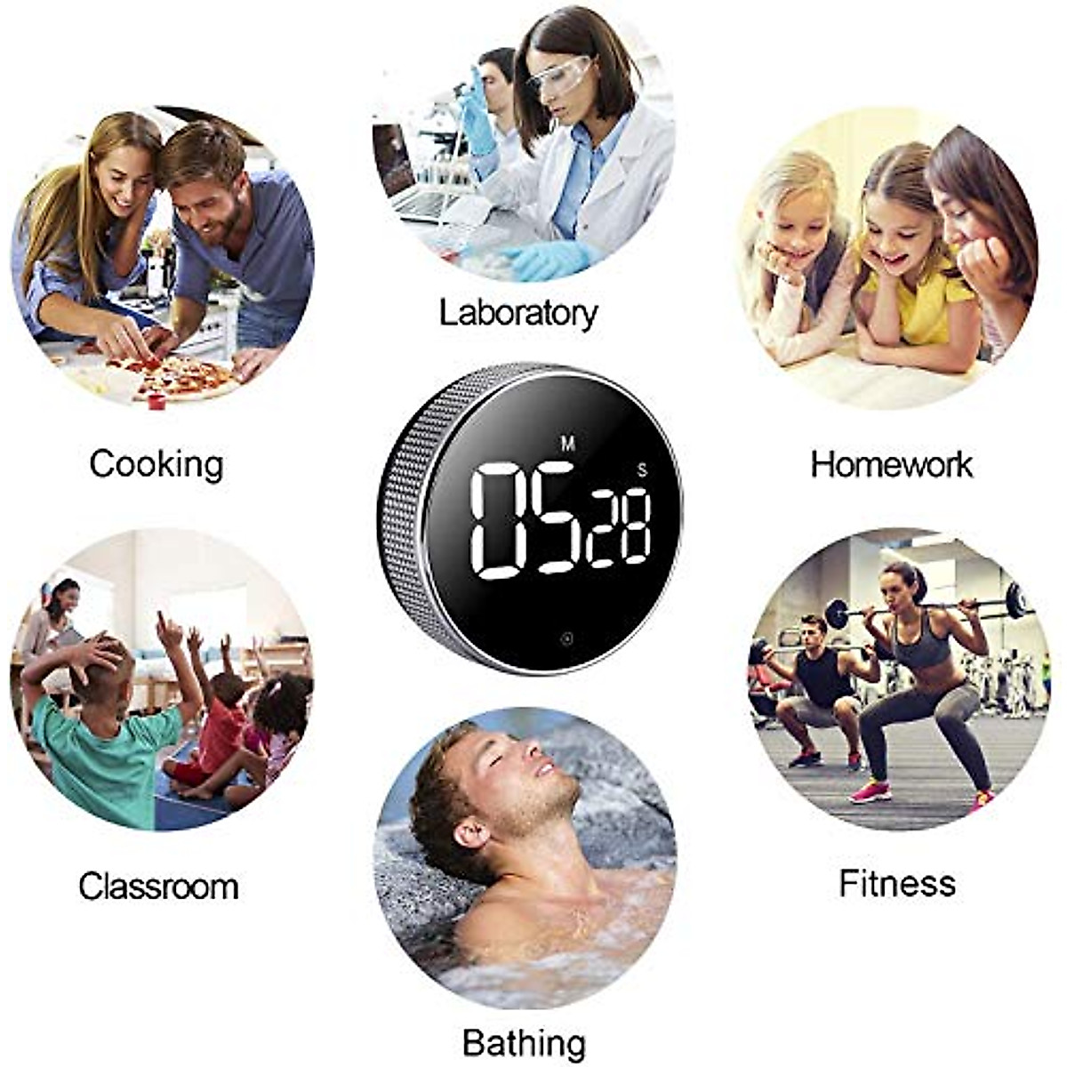 Timers, Kitchen Timer for Kids, Digital Countdown Magnetic Egg Timer for Cooking, with Constant Light Function for classrooms, Quiet for Children and Teachers…