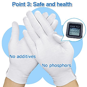 24Pcs Moisturizing White Cotton Gloves for Dry Hands Eczema Gloves for Kid and Women Stretchable Reusable Cloth Gloves(S)
