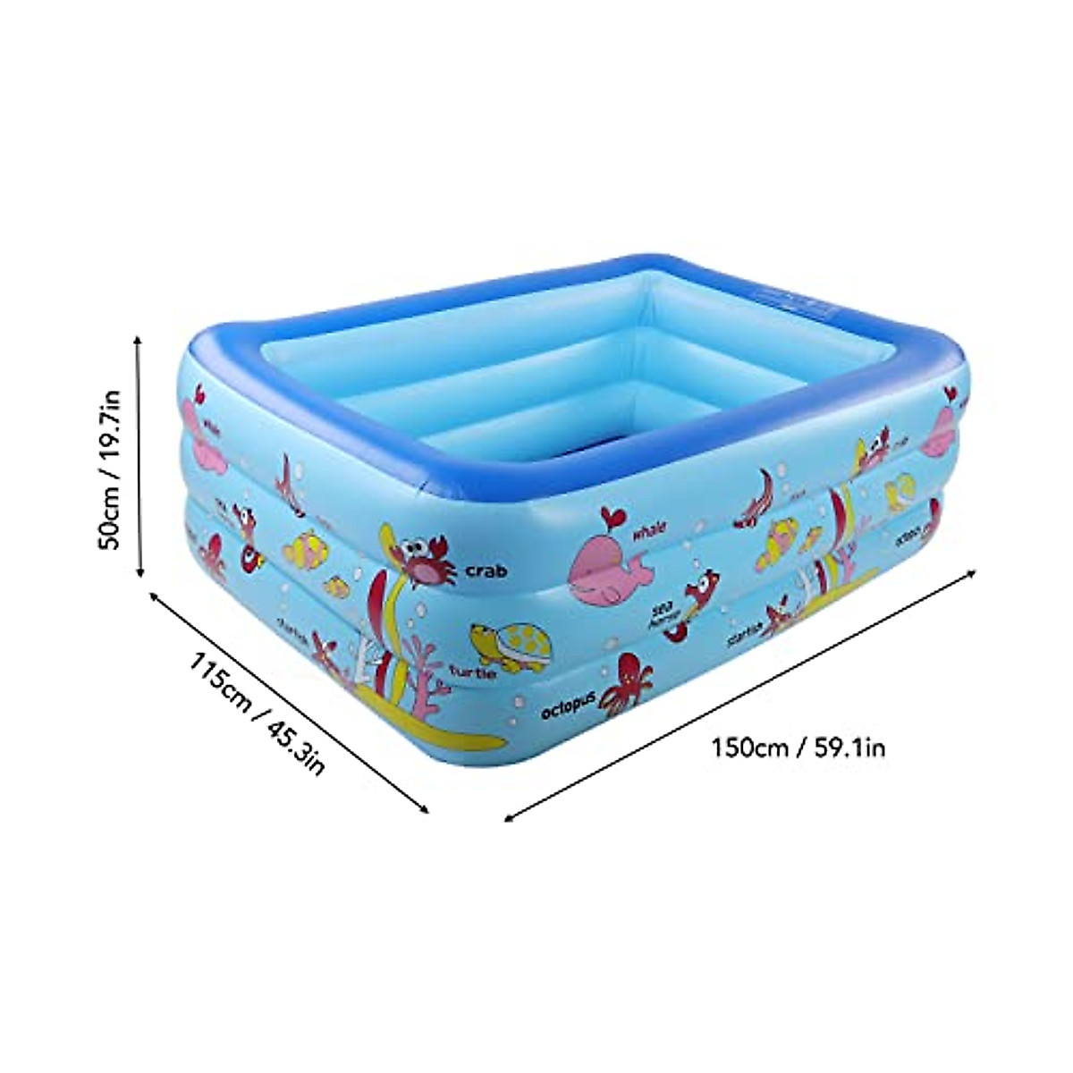 Rectangular Inflatable Pool PVC Inflatable Lounge Above Ground Family Swim Center for Summer Outdoor Backyard, Garden