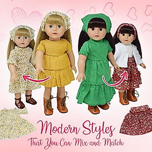 18 Inch Doll Clothes Dress and Doll Accessories (Vintage Clothing Set)