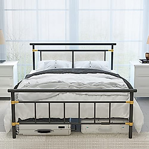 Recaceik Full Size Bed Frame Metal Platform Full Bed Frame with Headboard and Footboard, Bed Frame Full Size Mattress Foundation, No Box Spring Needed, Under Bed Storage, Non-Slip Without Noise