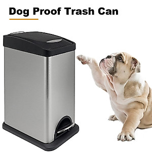 Hompus 2.1Gal/8L Stainless Steel Trash Can with Lid Soft Close, Removable Inner Waste Basket, Slim Small Garbage Can for Bathroom Bedroom Office, Rectangular Step Trash Bin, Anti-Fingerprint Finish