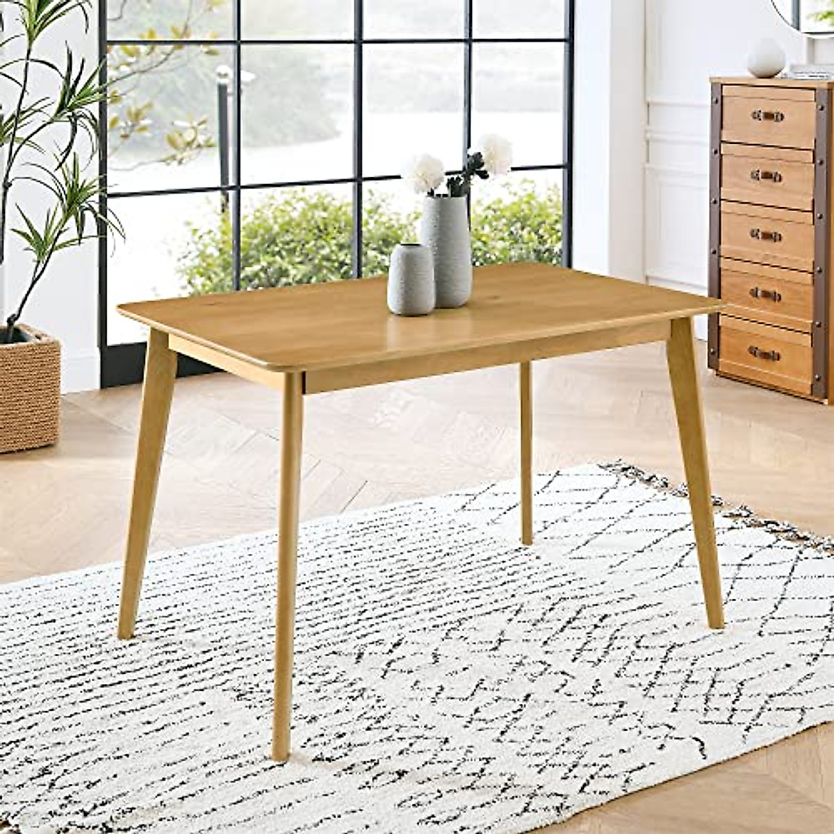 MUSEHOMEINC 47 Inch Kitchen & Dinning Room Tables for Small Space, Mid Century Modern Wooden Rectangular Dining Table for 4-6,Kitchen Table,Living Room Table,Home Office Table,Easy Assembly,Natural