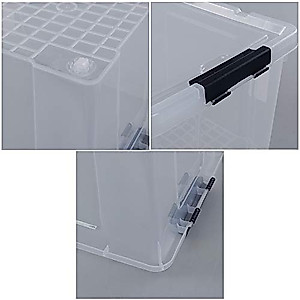 Sandmovie 40 Quart Clear Large Plastic Storage Bin, Latching Storage Box with Lids and Wheels, Pack of 4