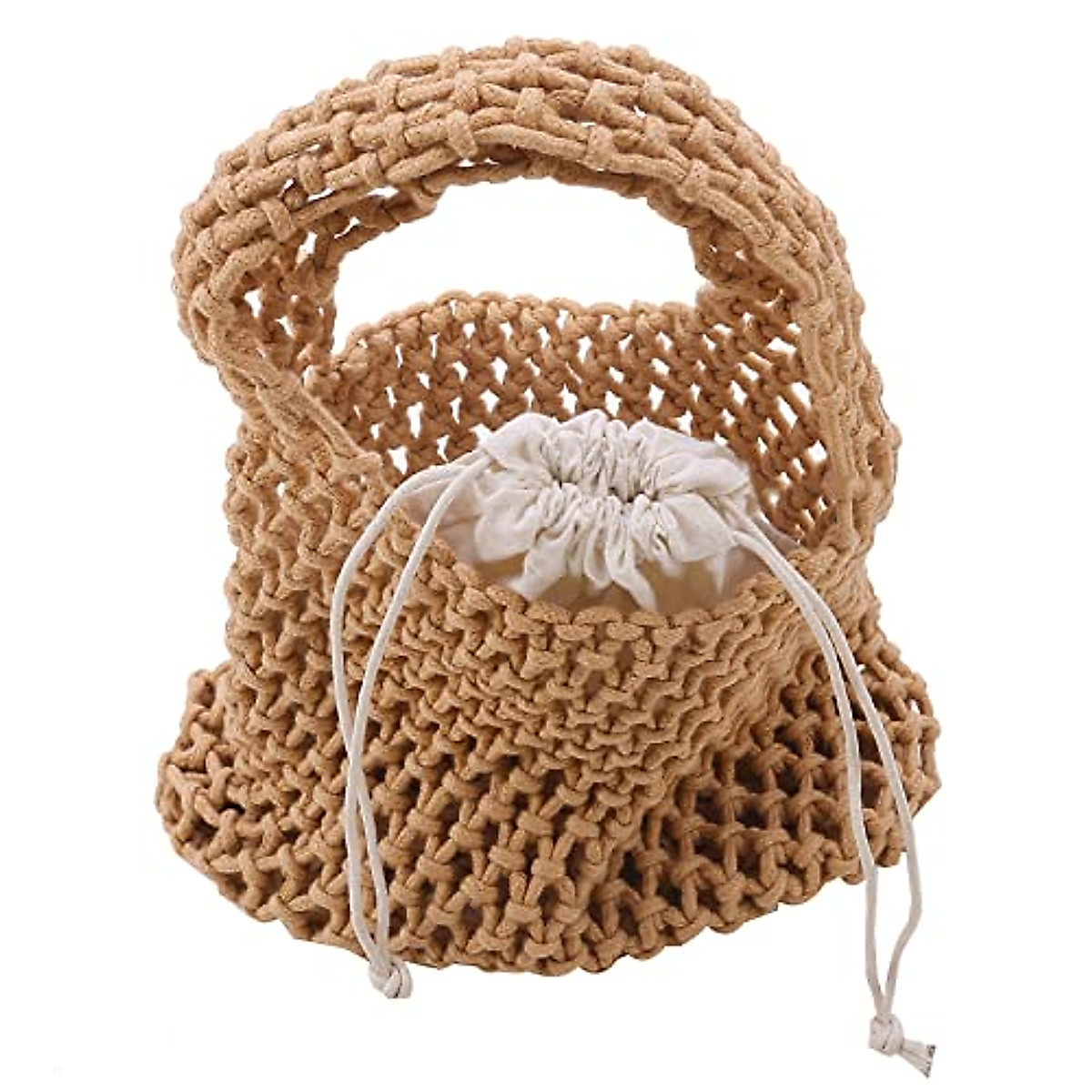 FAJIA Hand-woven Soft Small Straw Shoulder Bag Boho Straw Tote Bag Retro Summer Beach Bag
