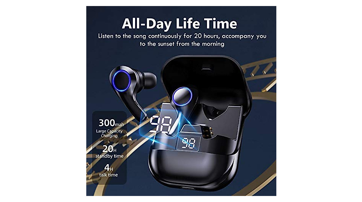 Wireless Bluetooth Earbuds with Noise Cancelling & Waterproof Design